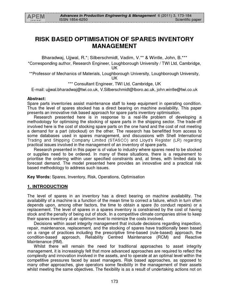 Risk Based Inventory | PDF | Inventory | Risk