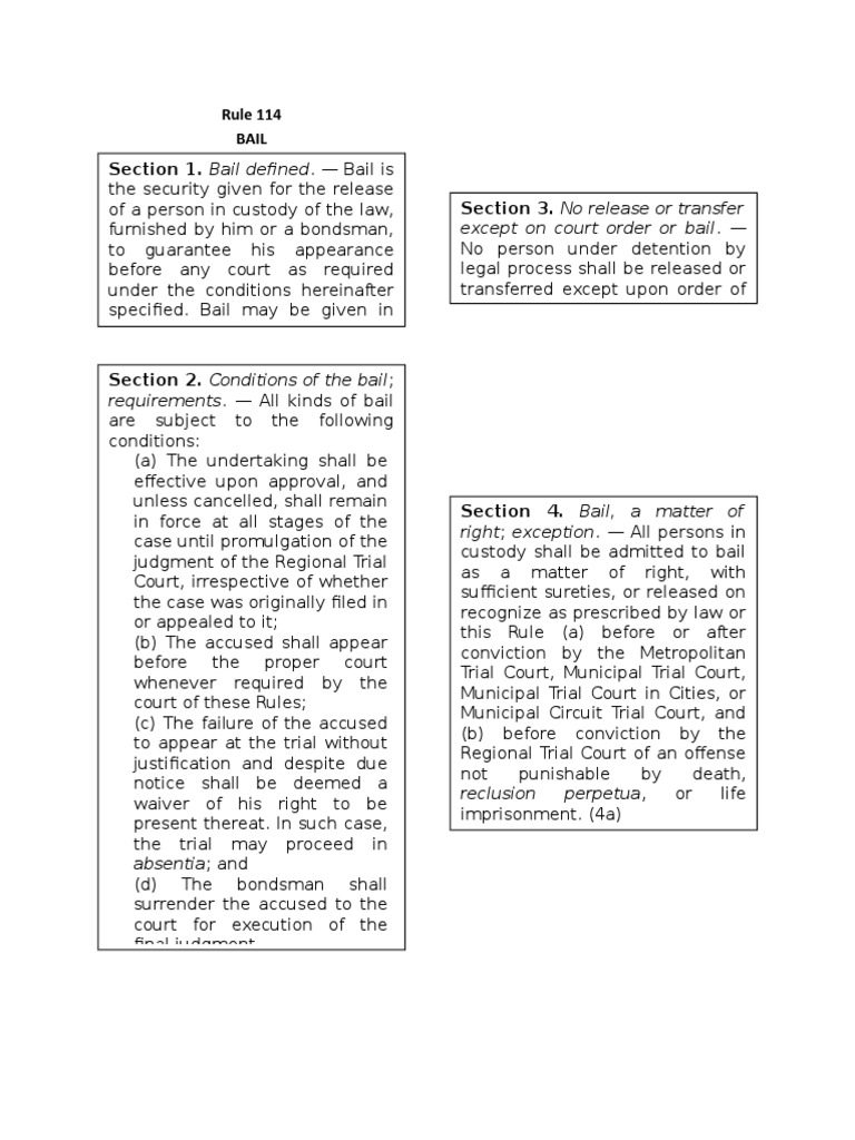 Crim Pro 2nd Exam Reviewer Rule 114 | PDF | Bail | Arrest