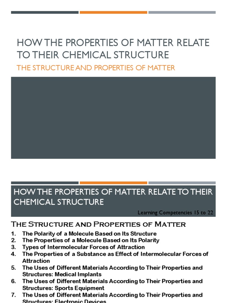 Properties of Matter and Chemical Structure | PDF | Chemical Polarity ...