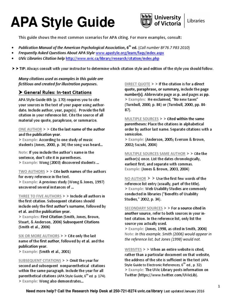 4. UVIC APA Style Guide.pdf | Citation | Apa Style