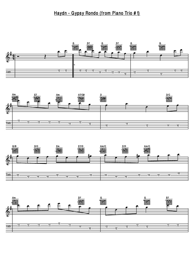 Haydn - Gypsy Rondo (From Piano Trio #1) : G D7 G D7 G G | PDF | Piano
