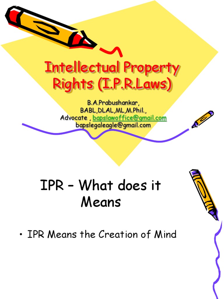 Lecture On IPR Intellectual Property Rights | PDF | Intellectual ...
