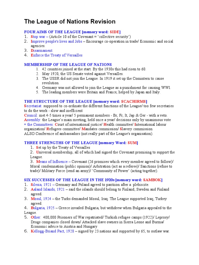 League of Nations Revision Word | PDF | League Of Nations ...