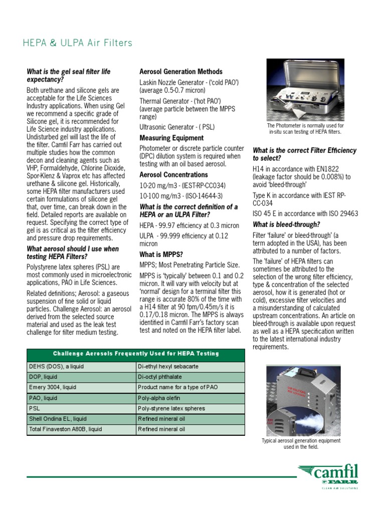 FAQ HEPAs and ULPAs Technical Bulletin - Parte2 | PDF | Aerosol | Chemistry