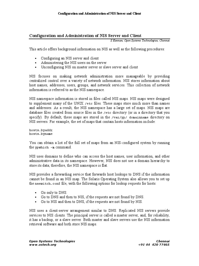 Configuration and Administration of NIS Server and Client in Solaris | PDF | Domain Name System ...