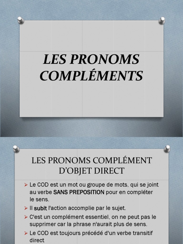 Les Pronoms Compléments | PDF | Sujet (Grammaire) | Pronom