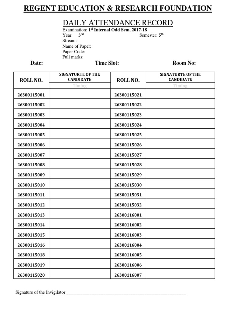 Daily Attendance Record | PDF