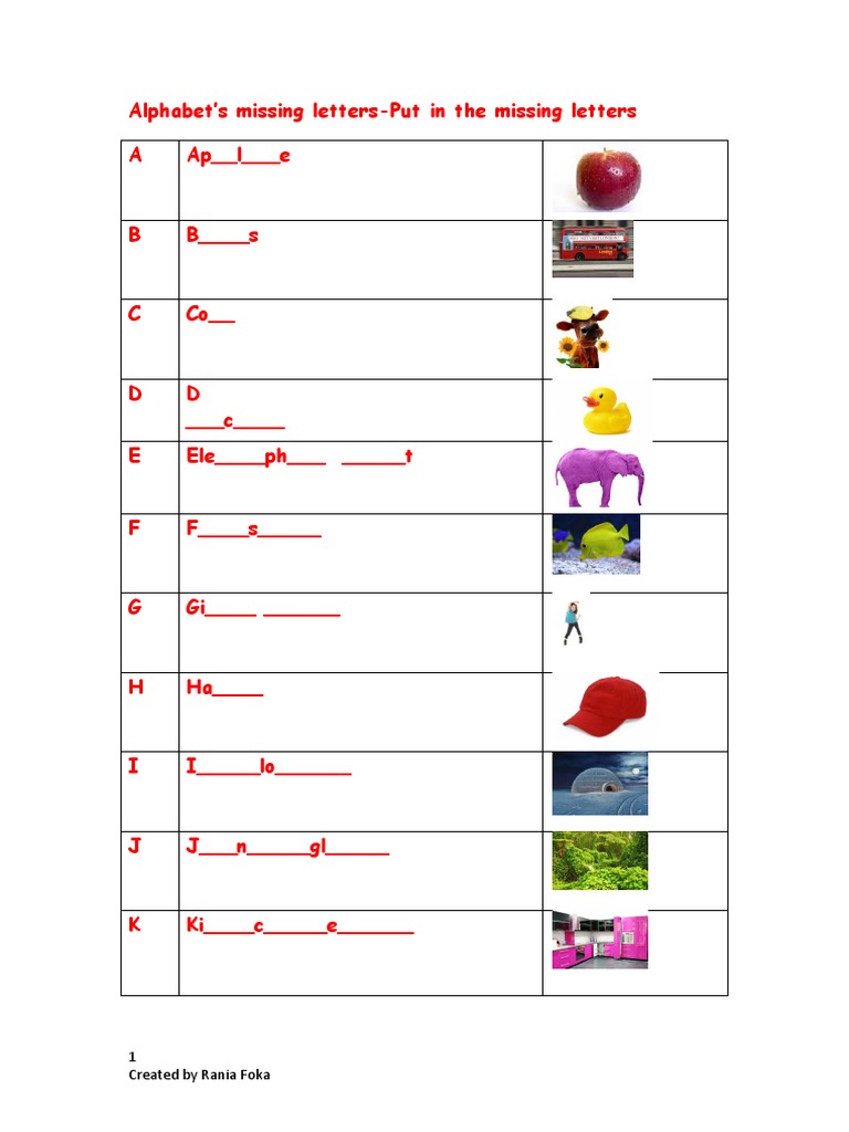Alphabet Fill-in Activity for Kids | PDF