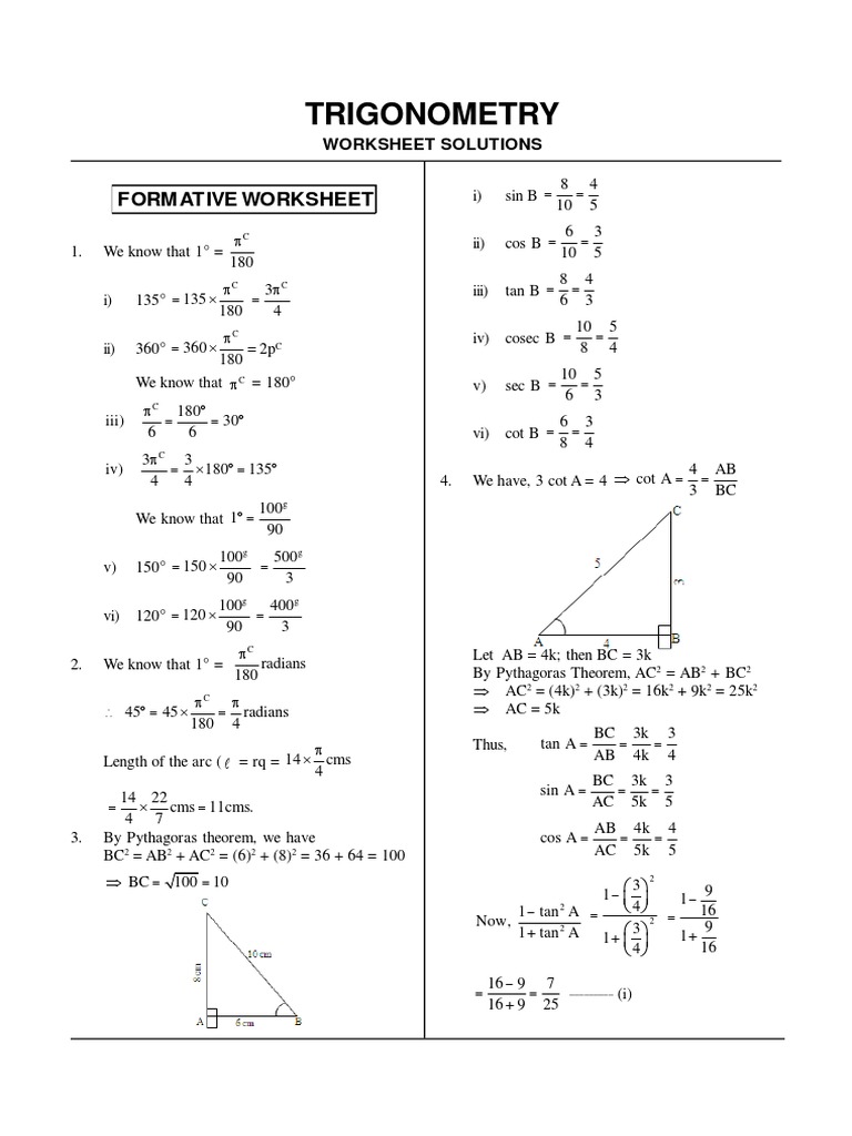 Ix 09 Trigonometry-Solution | PDF | Trigonometric Functions | Space
