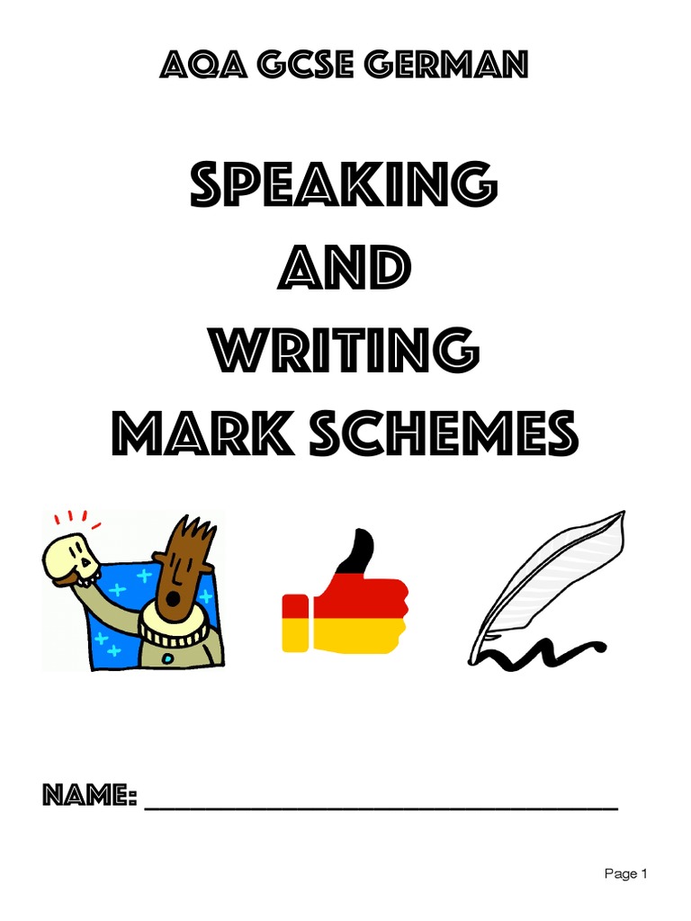 Speaking and Writing Mark Scheme Booklet | PDF