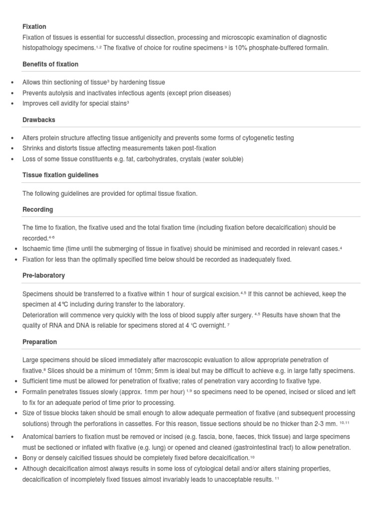 Fixation | PDF | Fixation (Histology) | Formaldehyde