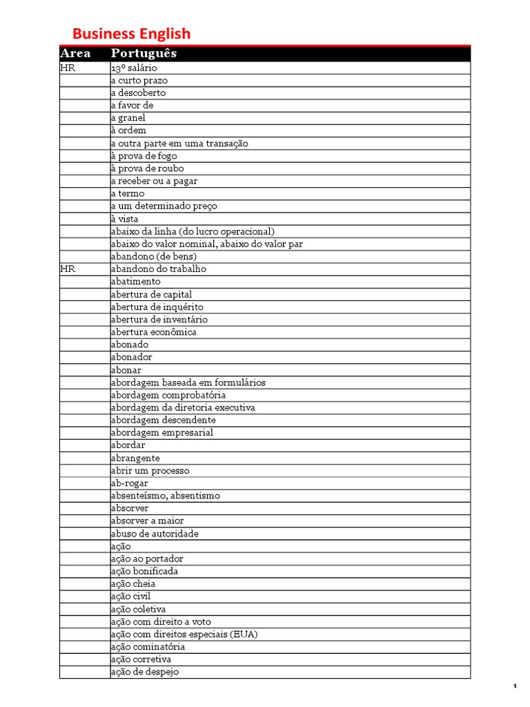 Business English - Technical Terms | PDF | Capital de giro | Investimentos