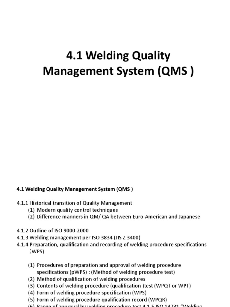 Welding Quality Management System (QMS | PDF | Iso 9000 | Welding