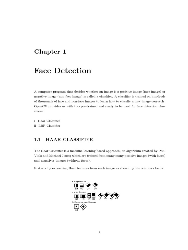 Face Detection: 1.1 Haar Classifier | Download Free PDF | Algorithms ...