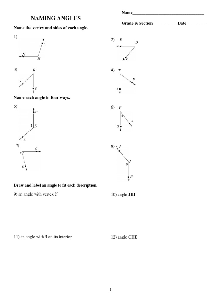 Naming Angles | PDF | Angle | Triangle Geometry