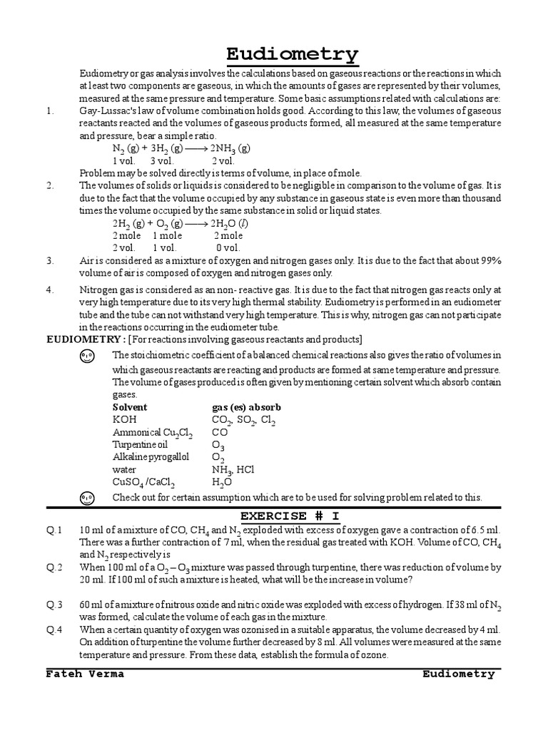 Eudiometry | PDF | Explosion | Gases