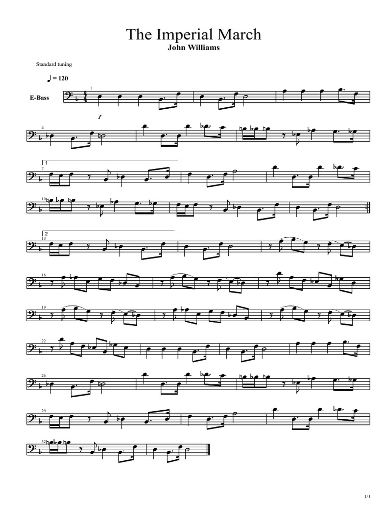 Imperial March Tabs for Guitar and Bass | PDF
