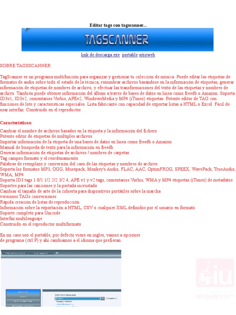 Guía de uso de TagScanner Portable | PDF | Yo sintoniza | Formatos de ...