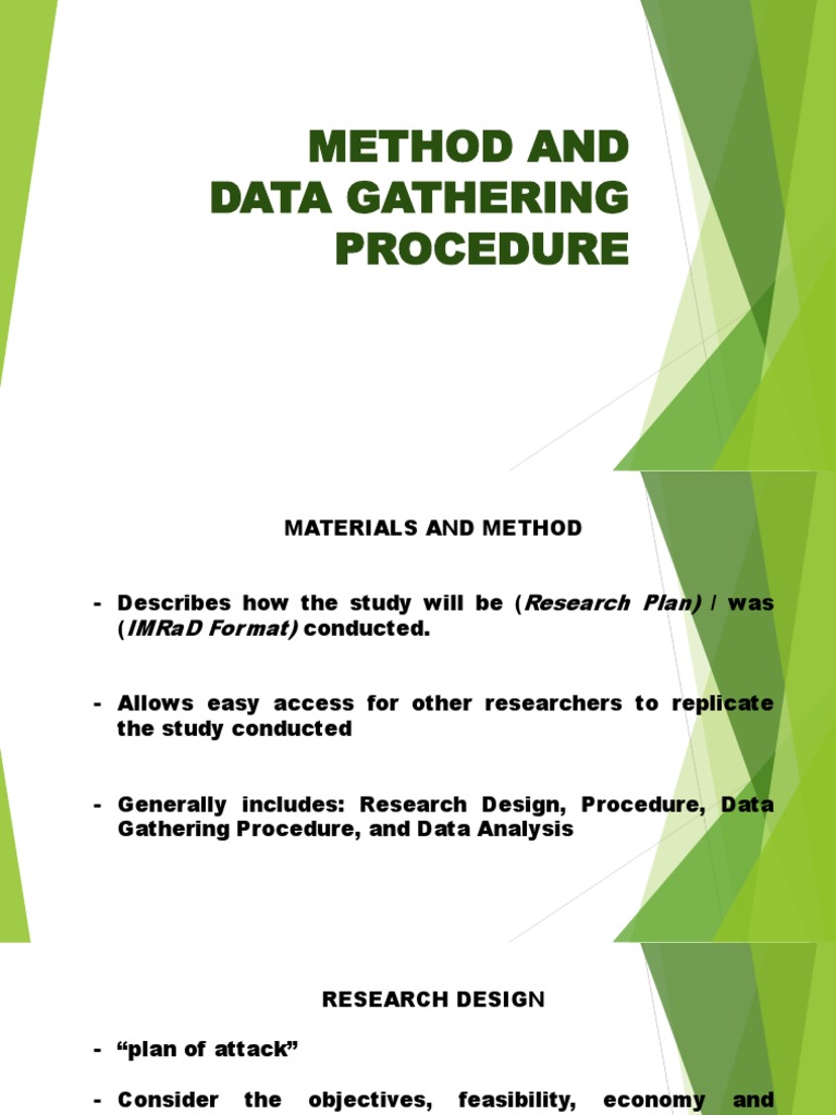 IMRAD DepEd Lecture - Method and Data Gathering Procedure | PDF | Level ...