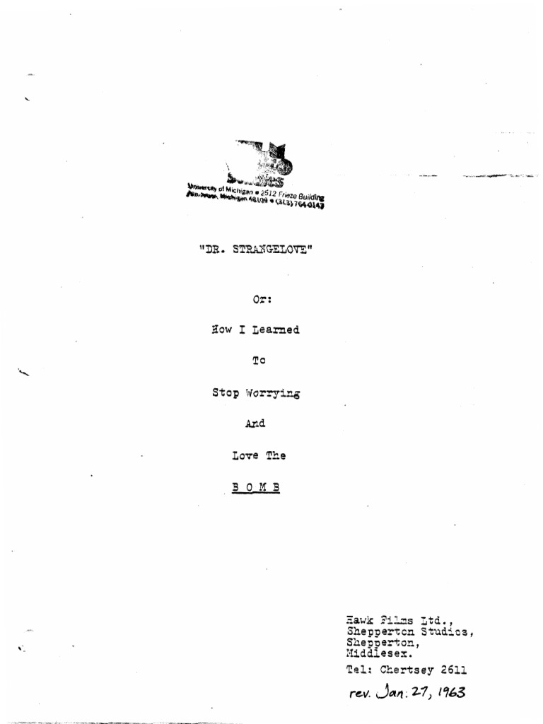 DR Strangelove - Script | PDF