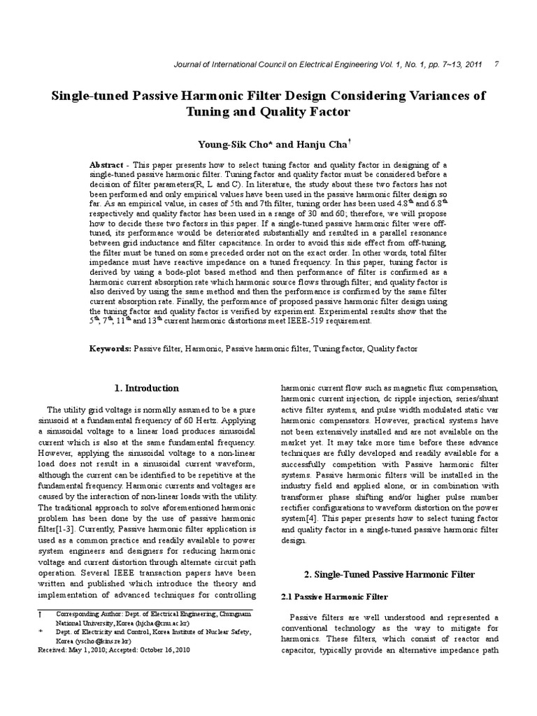 Single-Tuned Passive Harmonic Filter Design Considering Variances of ...