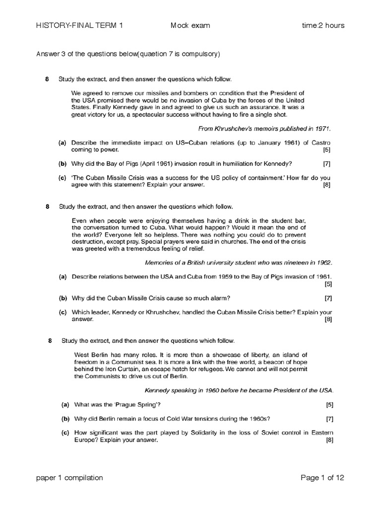History Exam Paper 1 Mock | PDF