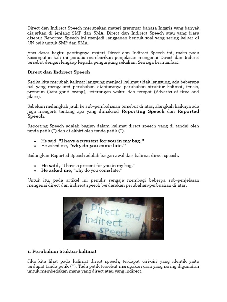 Direct Dan Indirect Speech Merupakan Materi Grammar Bahasa Inggris Yang ... Direct Dan Indirect Speech Merupakan Materi Grammar Bahasa Inggris Yang ...