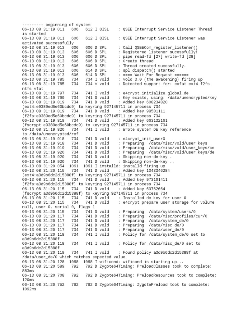 QSEE and Vold Service Initialization Logs | PDF | Booting | Computer Data Storage
