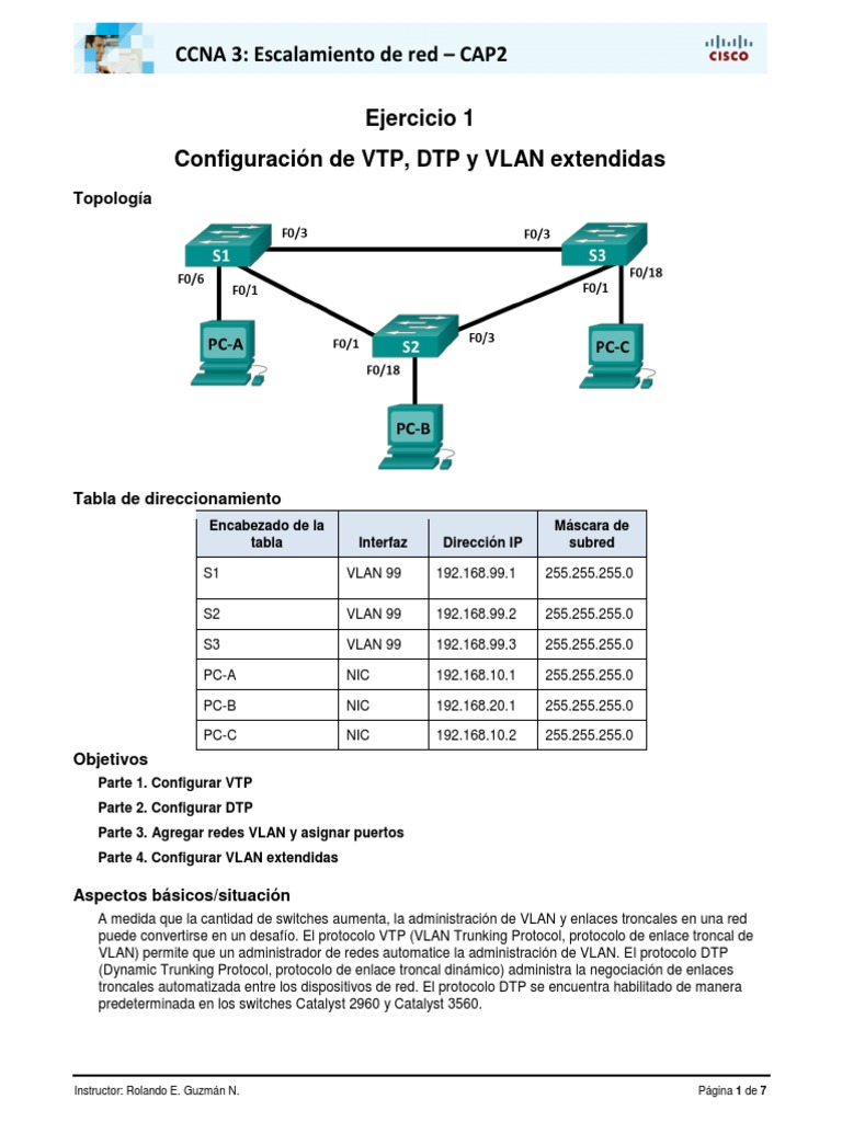 Configuración de VTP y VLANs en CCNA 3 | PDF | Estándares de internet ...