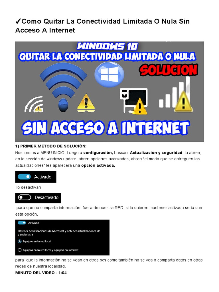 Como Quitar La Conectividad Limitada O Nula Sin Acceso A Internet ...