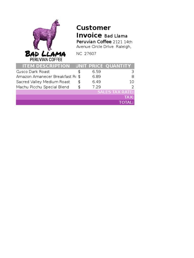 Customer Invoice: Item Description Unit Price Quantity | PDF