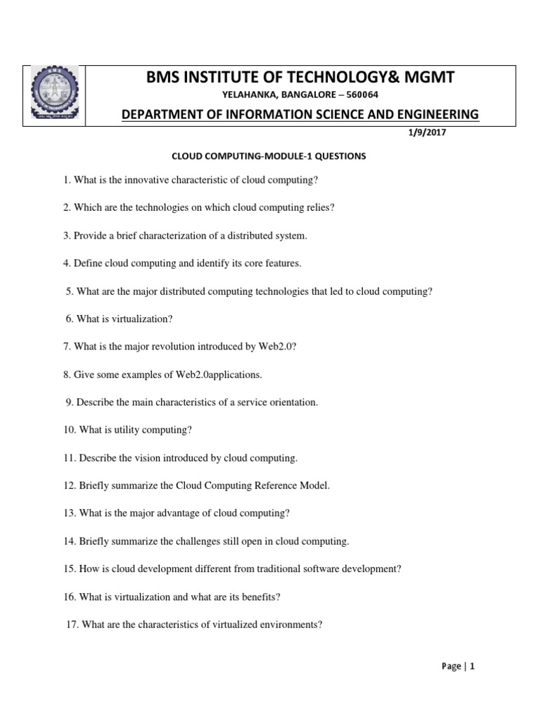 CC Module-1, 2& 3 Questions | PDF | Thread (Computing) | Cloud Computing
