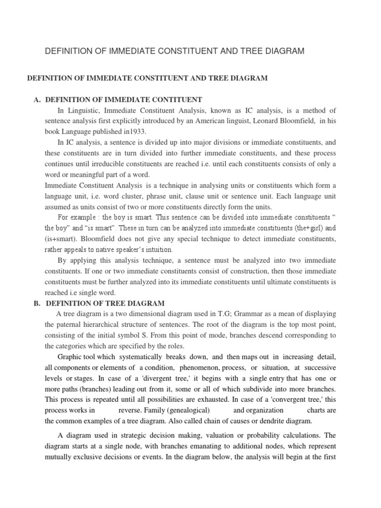 Definition of Immediate Constituent and Tree Diagram | Phrase | Semantics