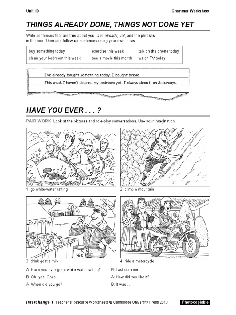 Interchange4thEd Level1 Unit10 Grammar Worksheet | PDF | Linguistics