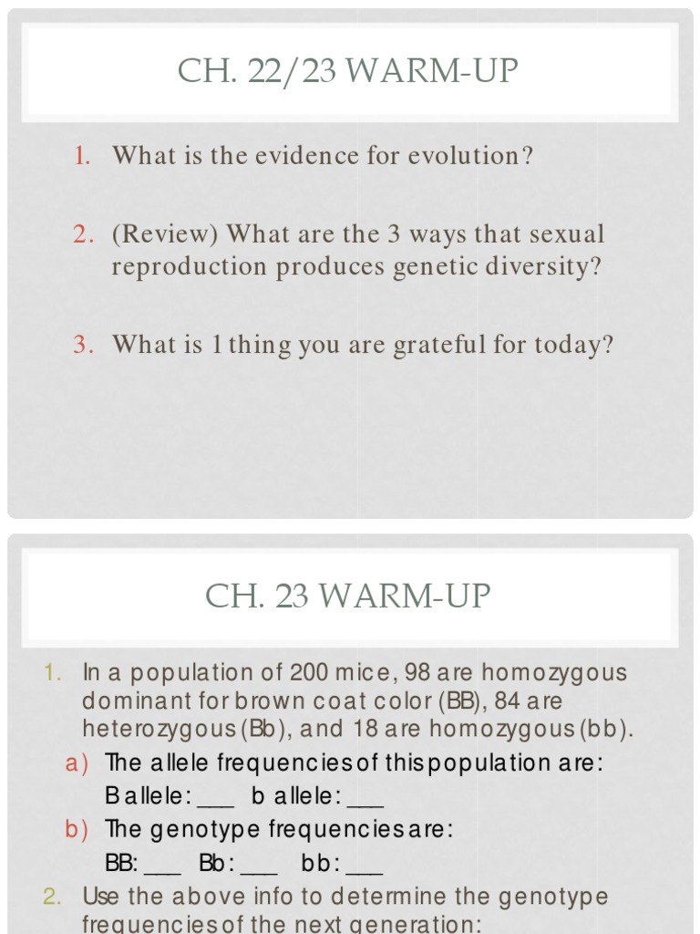 Ch23 HW Populations | PDF | Natural Selection | Evolution
