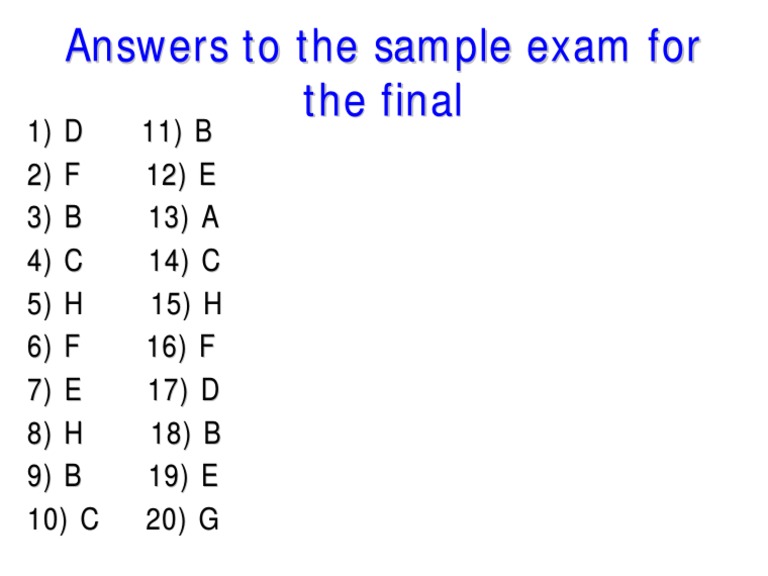 Answers To The Sample Exam For The Final | PDF