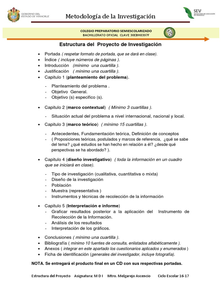 Estructura Del Proyecto de Investigación | PDF