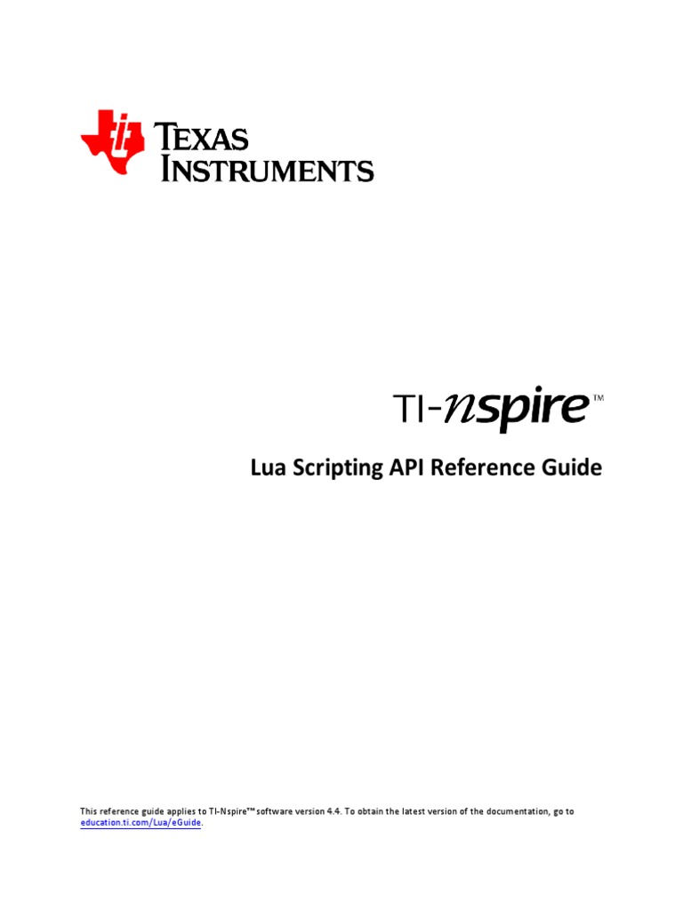 TI Nspire Lua Scripting API Reference Guide PDF | PDF | Computer Keyboard | String (Computer ...
