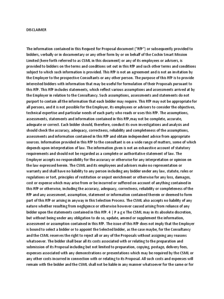 Disclaimer | Request For Proposal | Disclaimer | Free 30-day Trial | Scribd