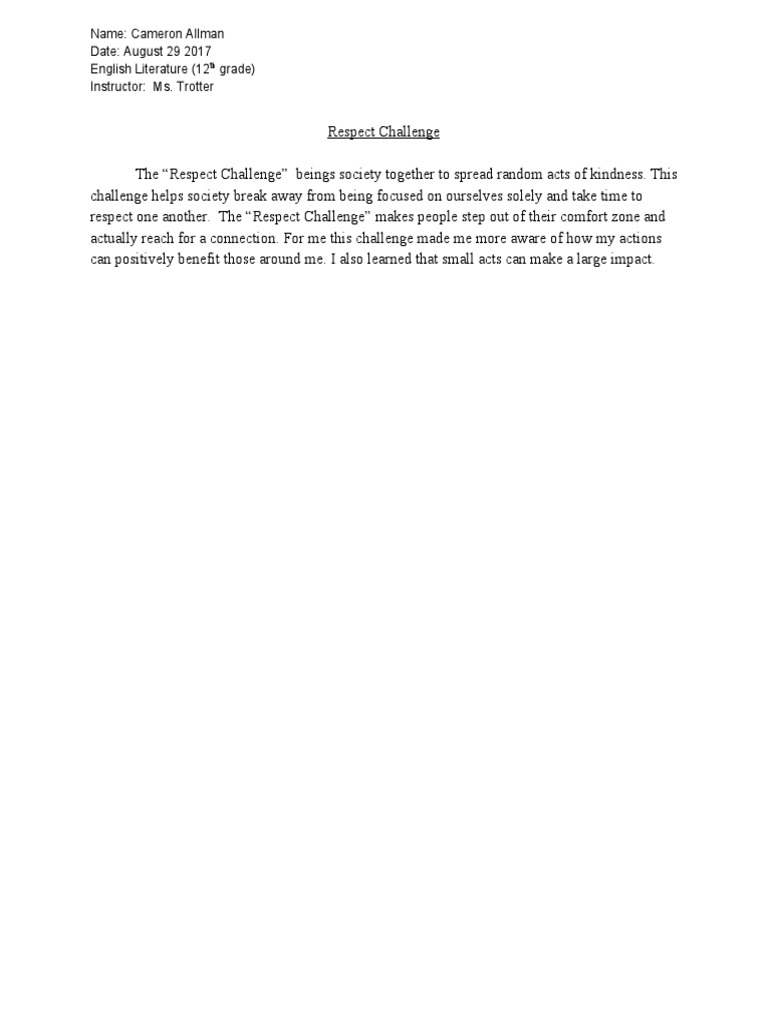 Respect Challenge | PDF