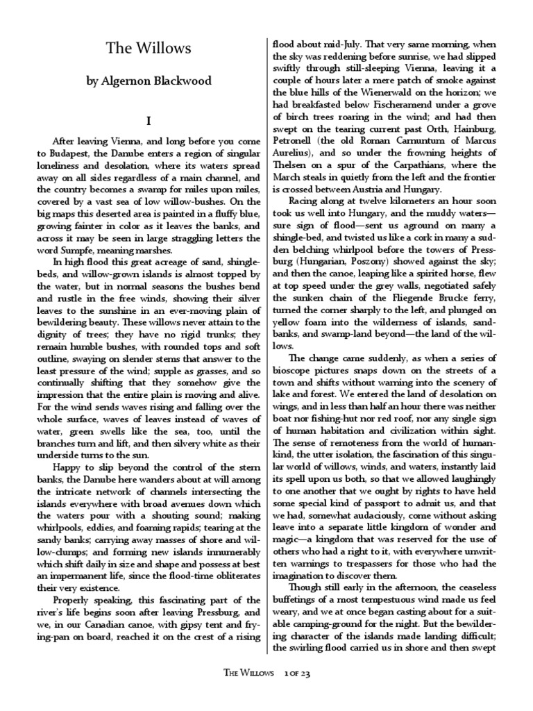 The Willows: by Algernon Blackwood | PDF | Wound | Sleep