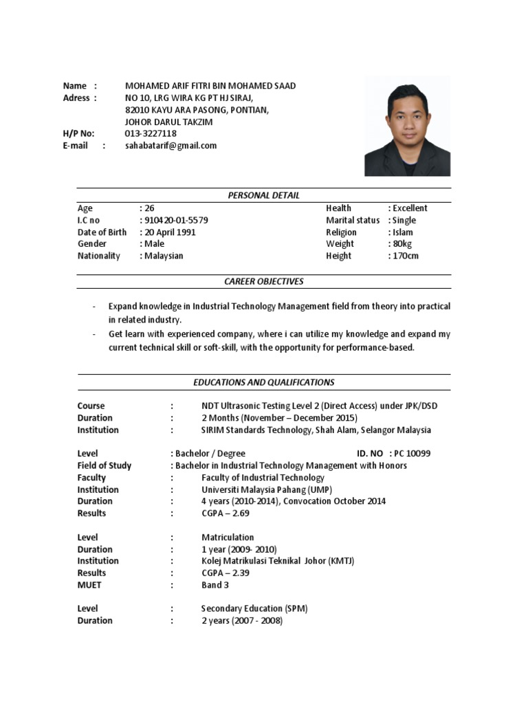 Curriculum Vitae-Arif Fitri 080118 | PDF | Malaysia | Schools