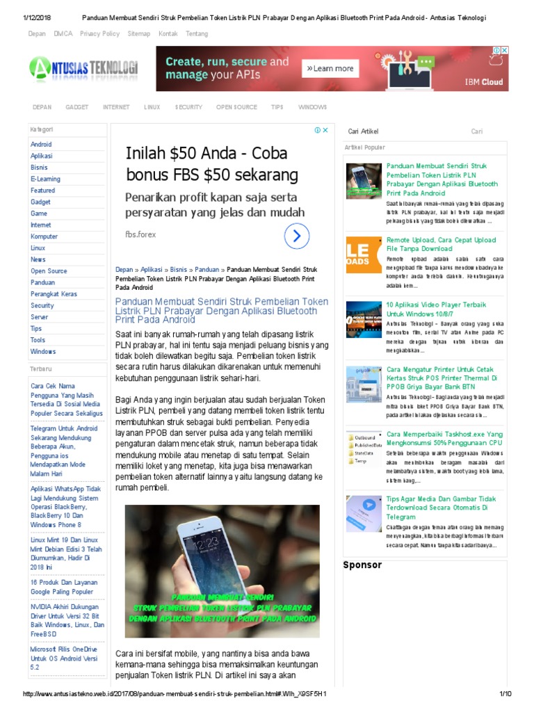 Panduan Cetak Struk Token Listrik PLN | PDF