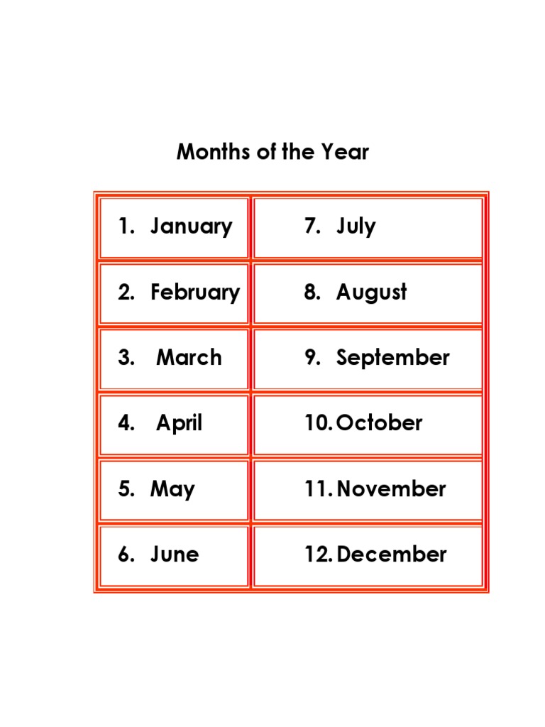 Months of The Year | PDF