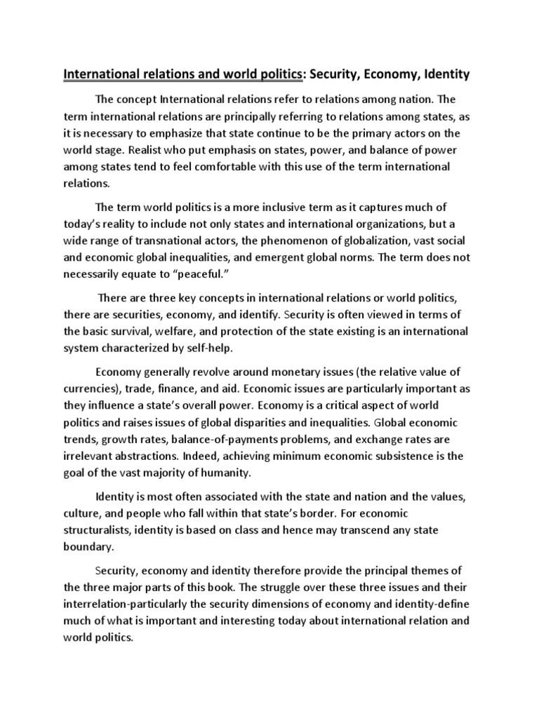 International Relations and World Politics | PDF | International ...