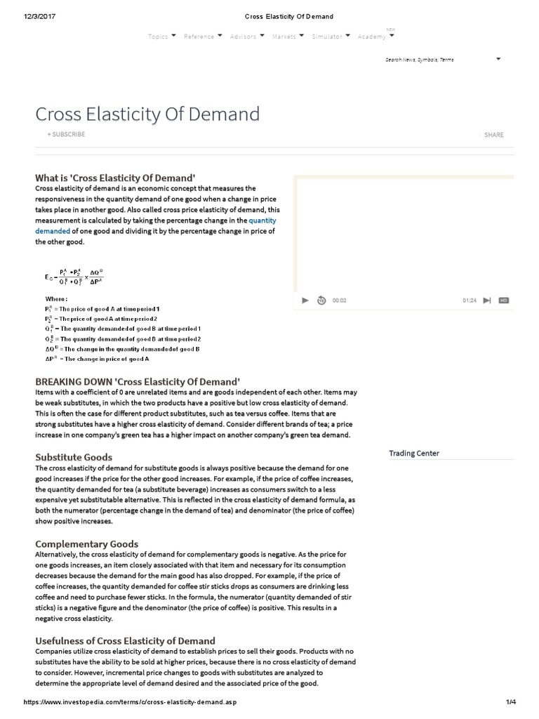 Cross Elasticity of Demand | PDF | Demand | Price Elasticity Of Demand