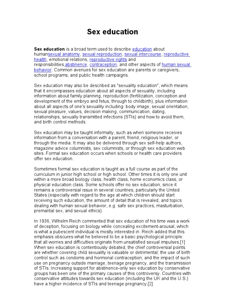 Sex Education | PDF | Sex Education | Sexual Intercourse