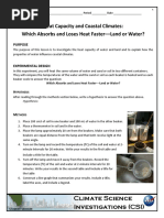 Specific Heat Capacity: Land vs. Water | PDF | Heat | Temperature