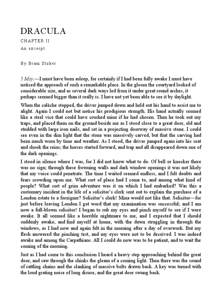 Dracula by Bram Stoker (an excerpt)