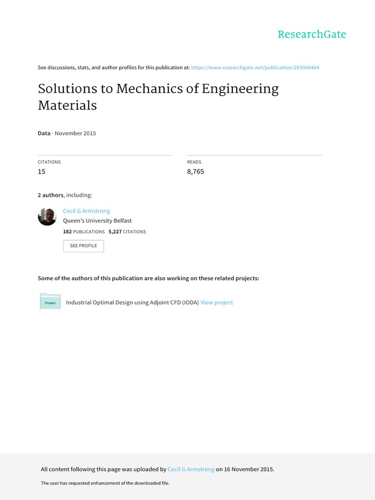 Mechanics of Engineering Materials Solution | PDF